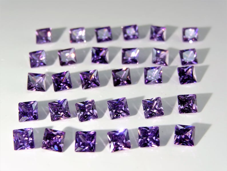 Amethyst Square Princess Cut Shape SIZE CHOICE Loose Stones Cubic ...