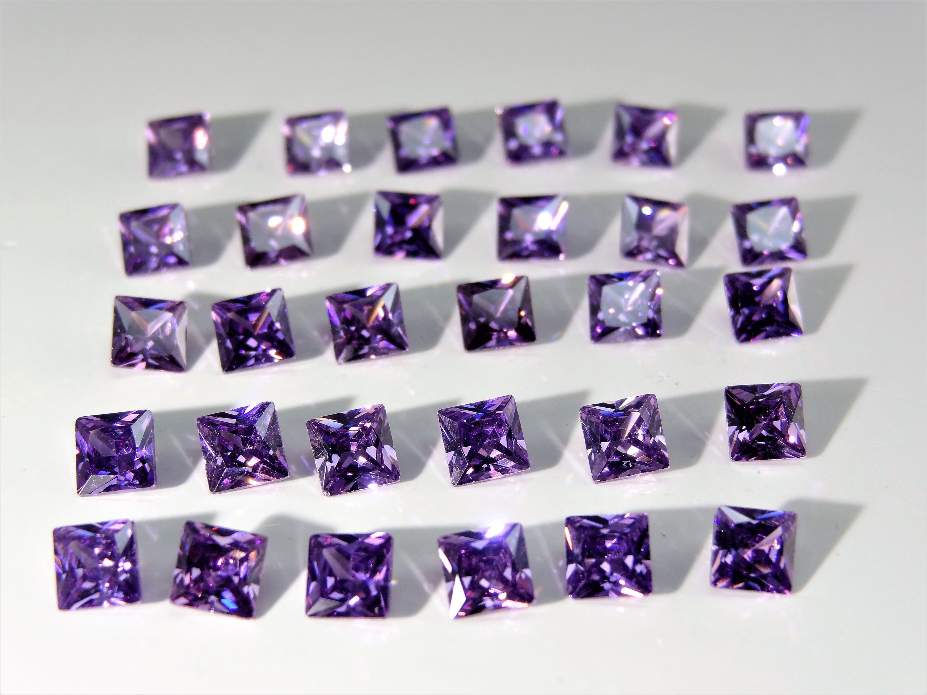 Amethyst Square Princess Cut Shape SIZE CHOICE Loose Stones Cubic ...