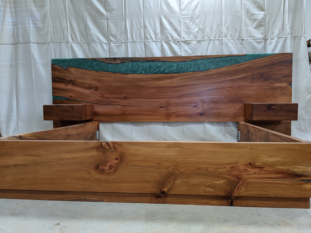 Custom Epoxy River Platform Bed With Floating Nightstands. Can Also Be ...