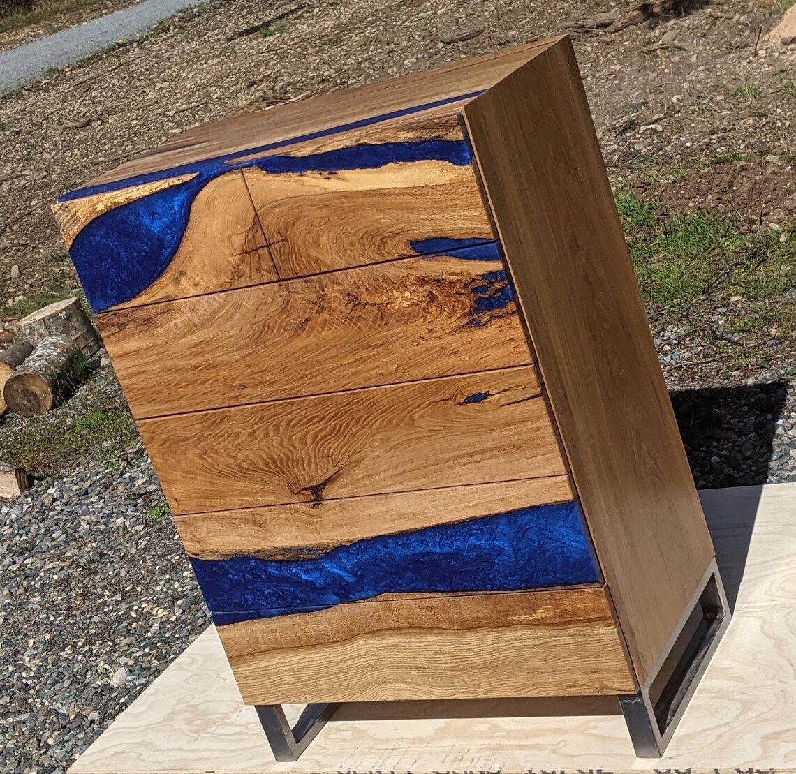 Epoxy River Chest of Drawers Featuring 6 Soft Touch Open Drawers and a ...