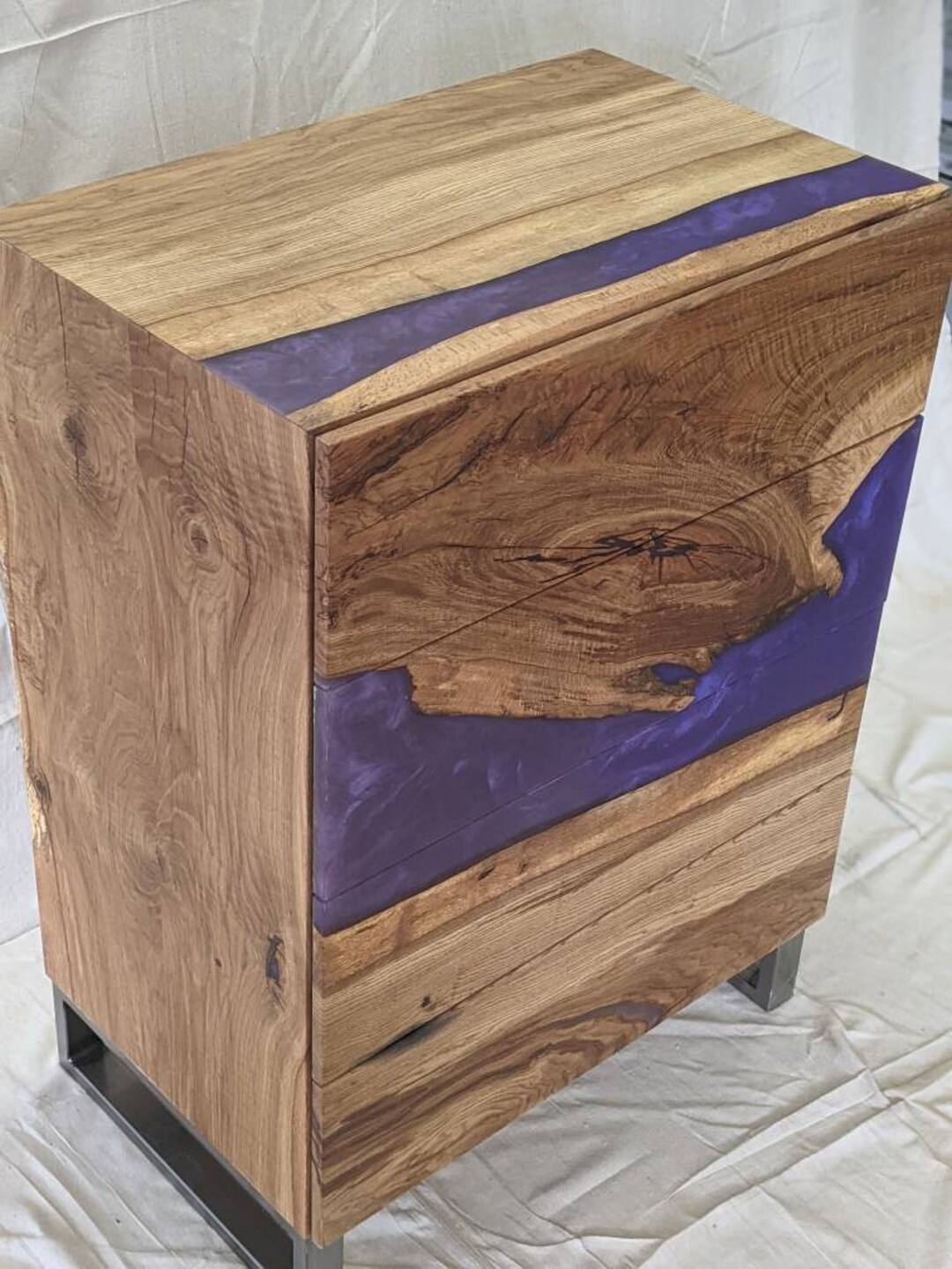 Custom Small Chest of Drawers Featuring Epoxy River, 4 Touch Open ...