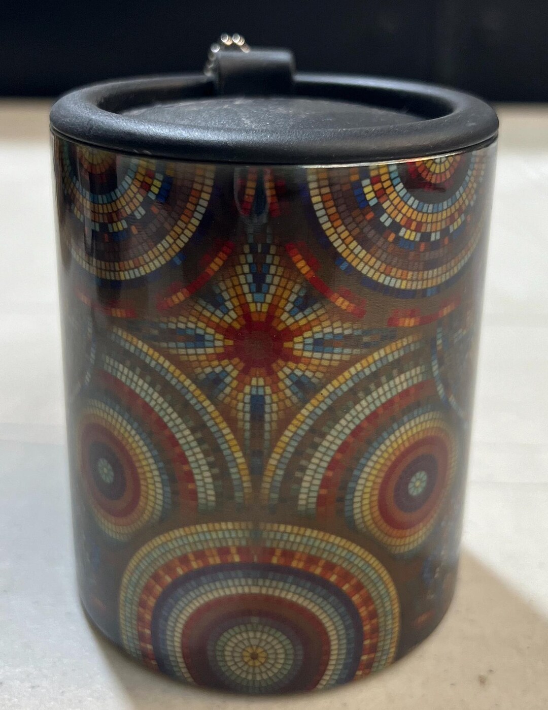 Multiple Mandala Stainless Steel Mug With Carabiner Clip Handle and Lid ...