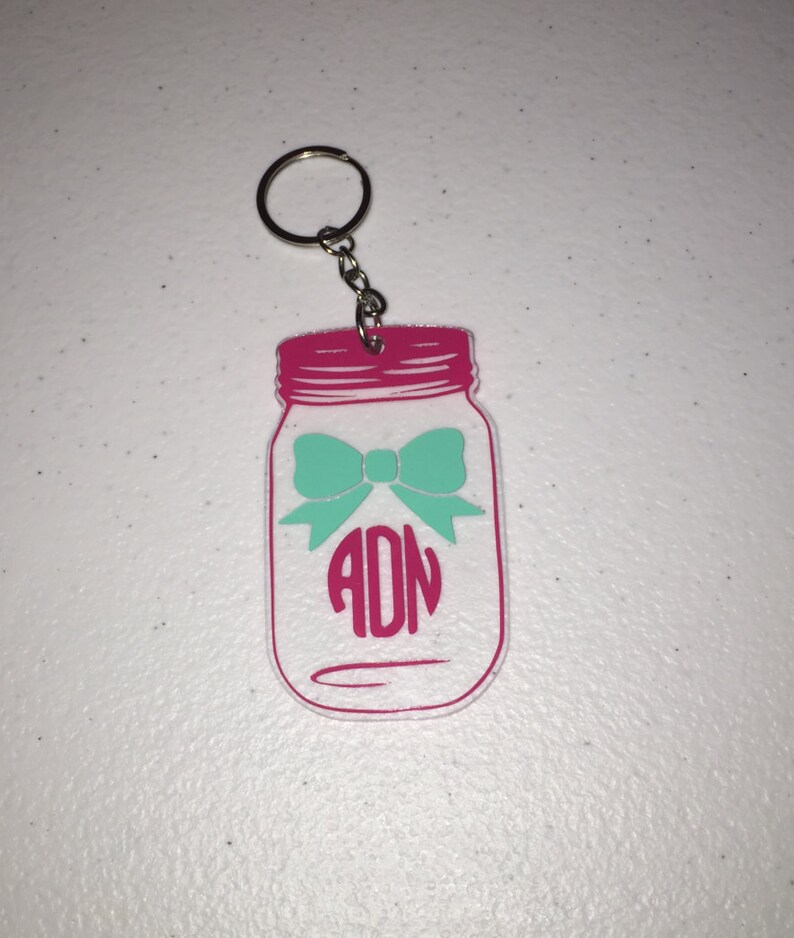 Monogram Mason Jar Keychain - Etsy