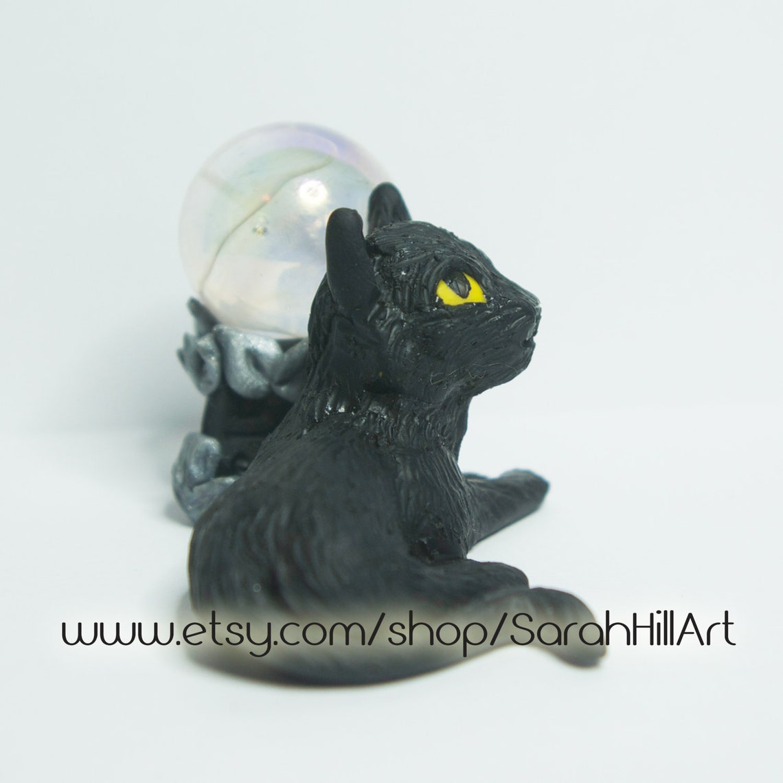 Handmade Polymer Black Cat and Crystal Ball - Etsy