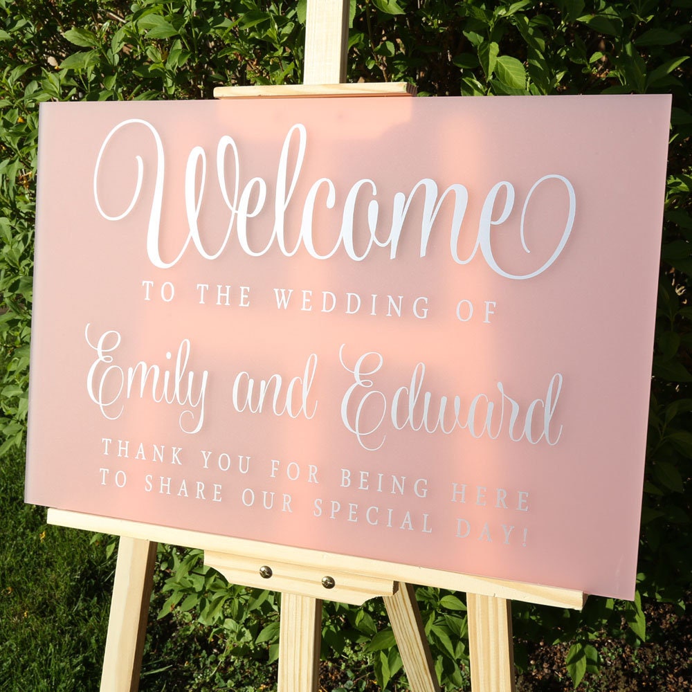 Pink Welcome Wedding Sign Large Wedding Sign Entrance Sign | Etsy