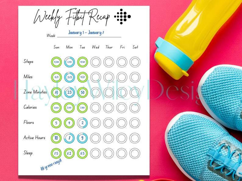 Weekly Fitbit Tracker Editable Fitness Tracker Canva Pro Template ...