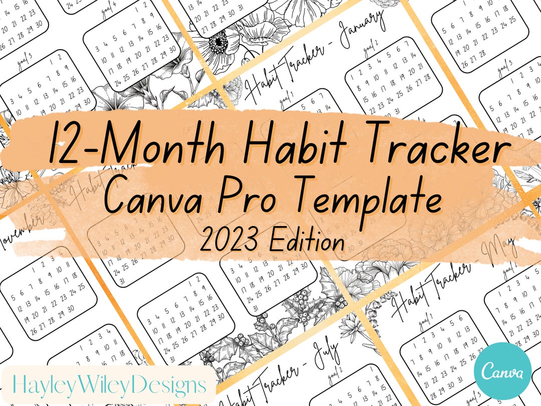 2023 Habit Tracker Editable Habit Tracker Canva Pro Template ...