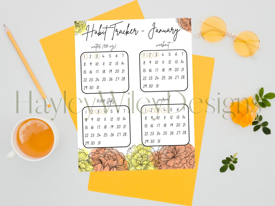 2023 Habit Tracker Editable Habit Tracker Canva Pro Template ...