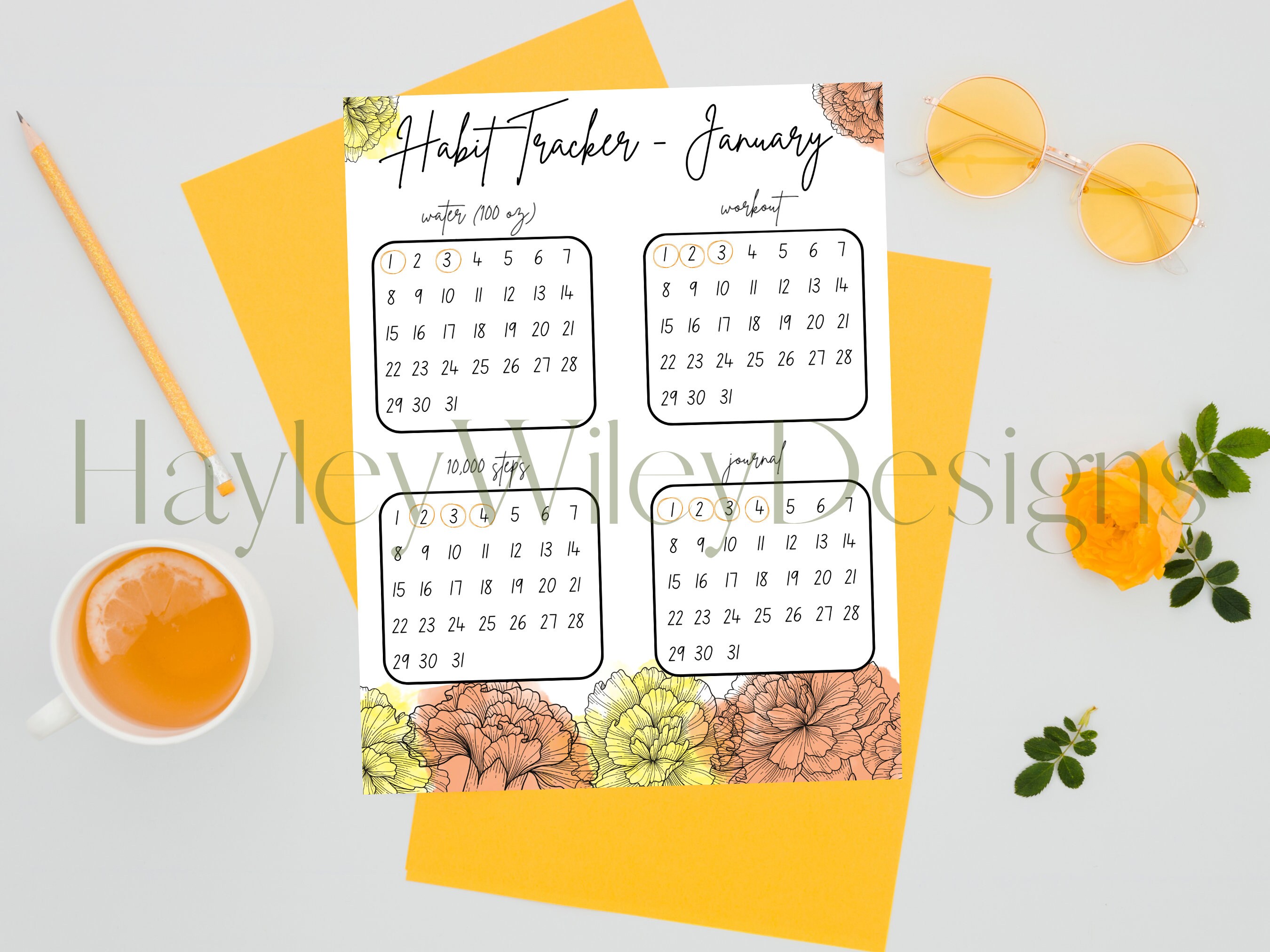 2023 Habit Tracker Editable Habit Tracker Canva Pro Template ...