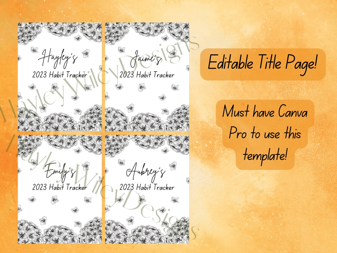 2023 Habit Tracker Editable Habit Tracker Canva Pro Template ...