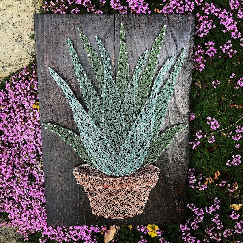 Succulent Art/ Aloe Art/ Plant Art/ Wire String Art/ String Art Made ...