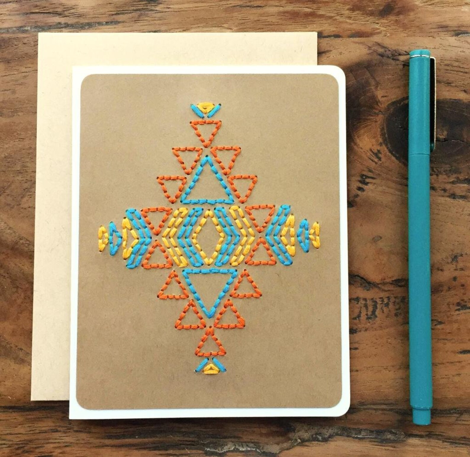 Navajo Design Embroidered Greeting Card | Handmade Sewn Card | Navajo ...