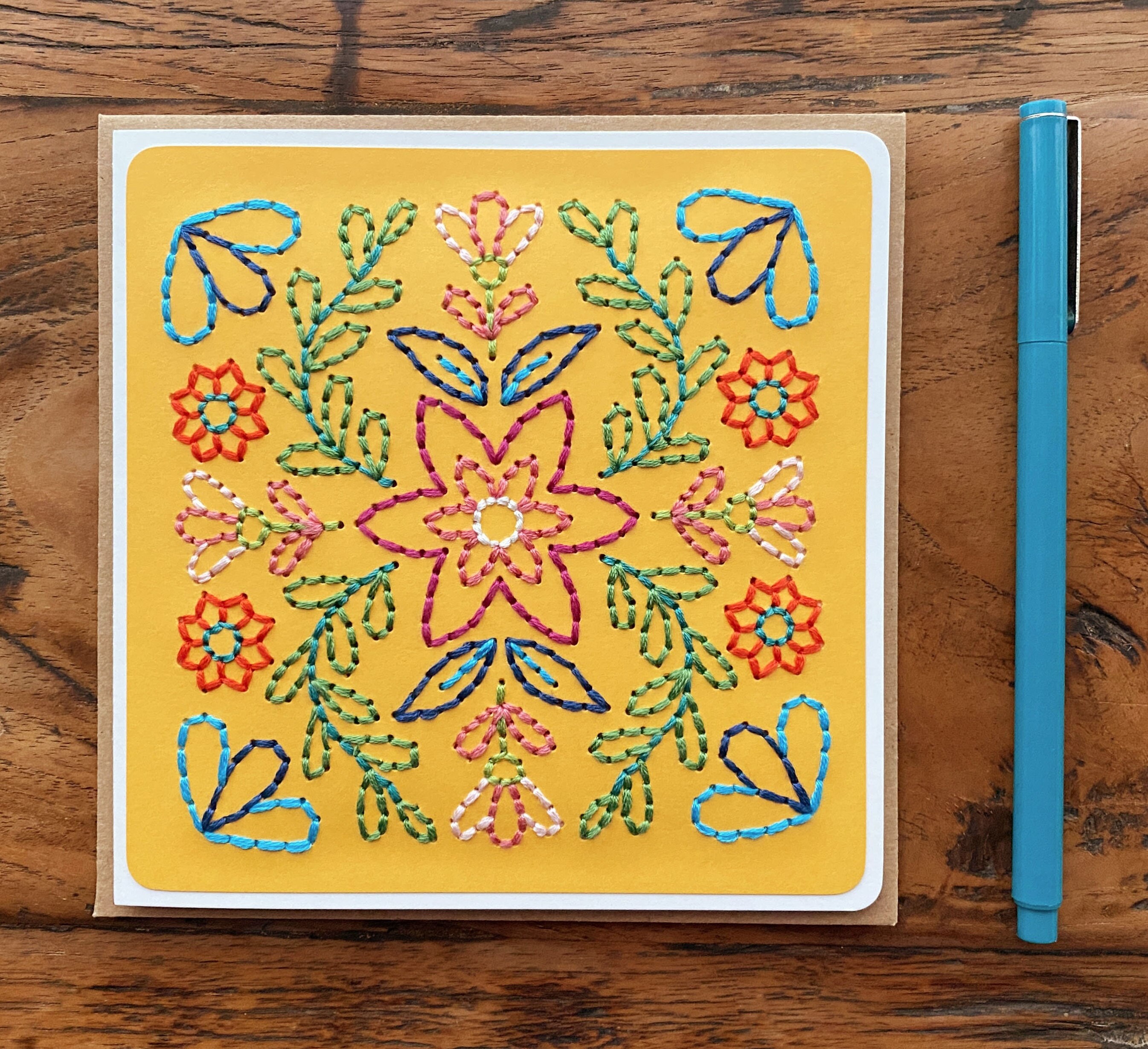 Mexican Design Embroidered Greeting Card | Mexican Inspired Card ...