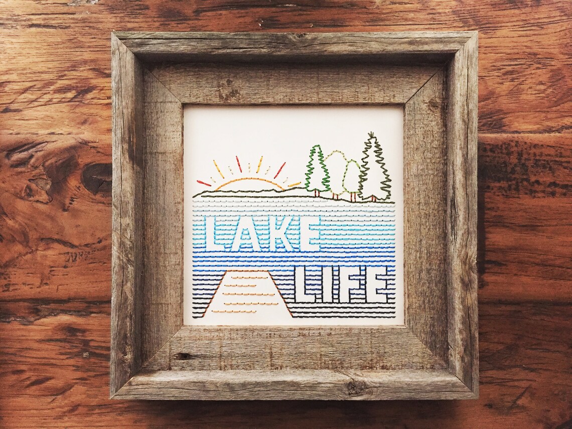 Lake Life Lake Sign Lake Life Art Hand Sewn Lake House - Etsy