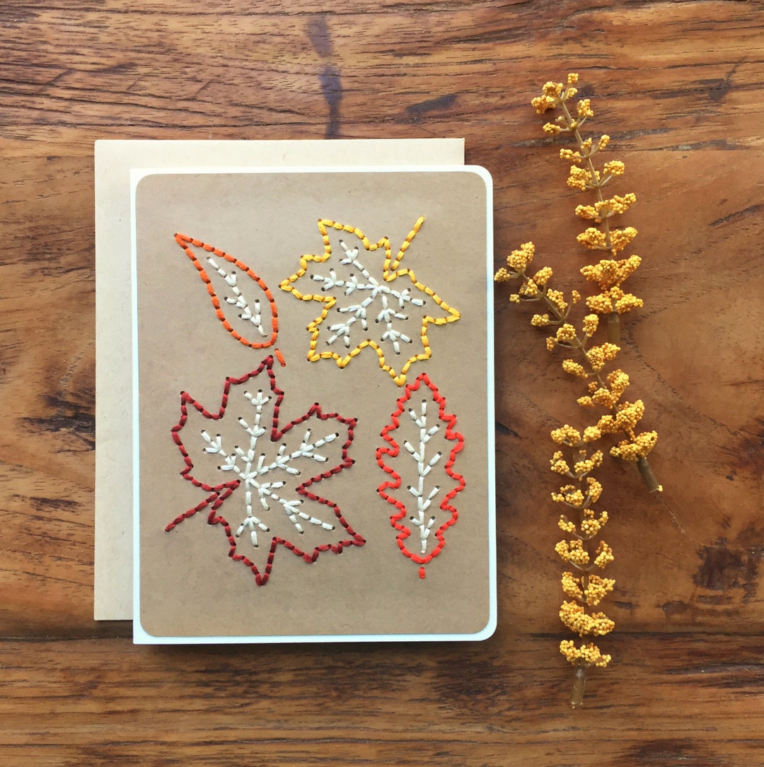 Fall Leaves Card | Handmade Sewn Card | Thanksgiving | Leaves ...