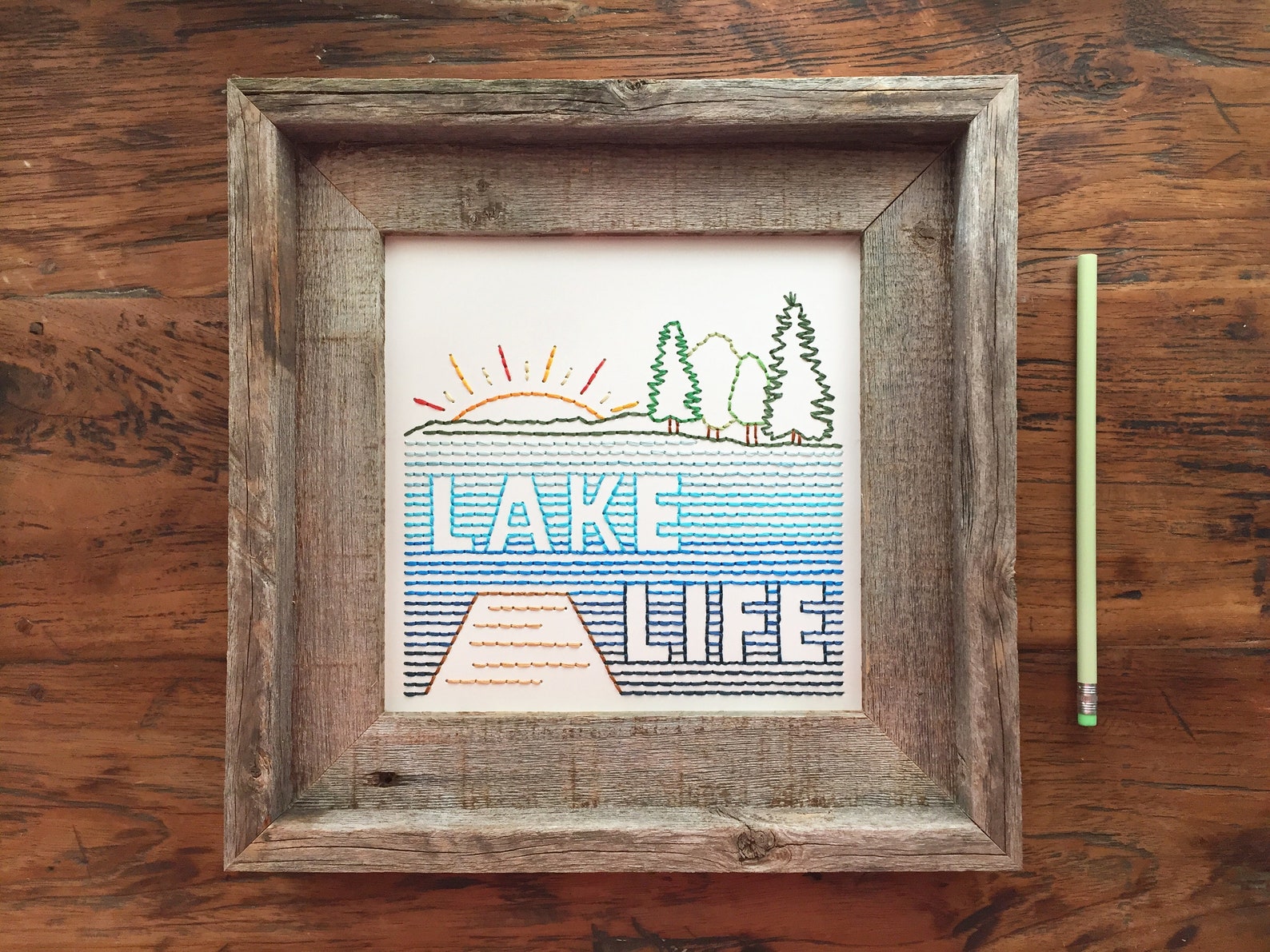 Lake Life Lake Sign Lake Life Art Hand Sewn Lake House | Etsy