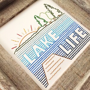 Lake Life | Lake Sign | Lake Life Art | Hand Sewn | Lake House Decor ...