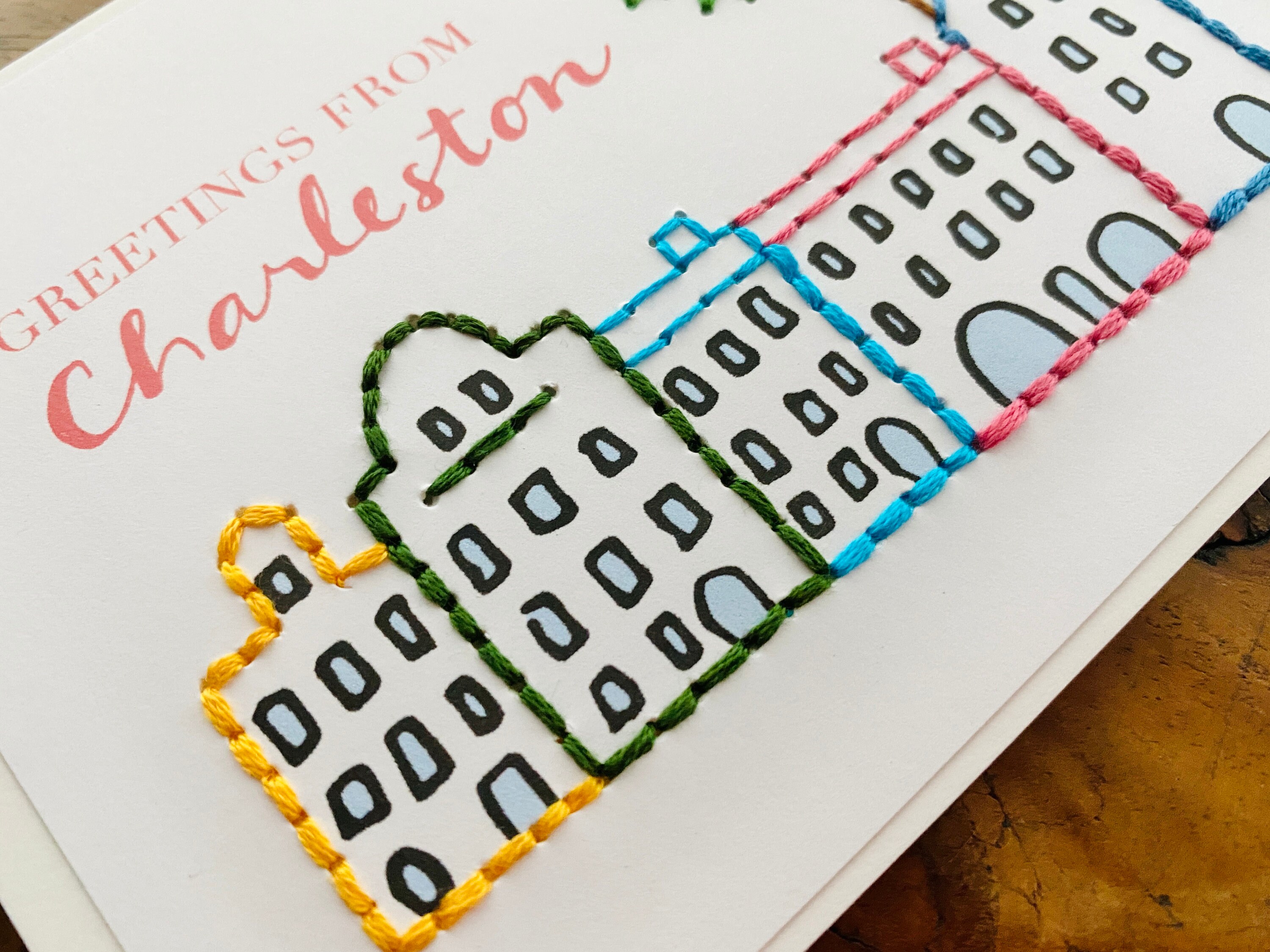 Greetings From Charleston Card Charleston SC Rainbow Row Charleston ...