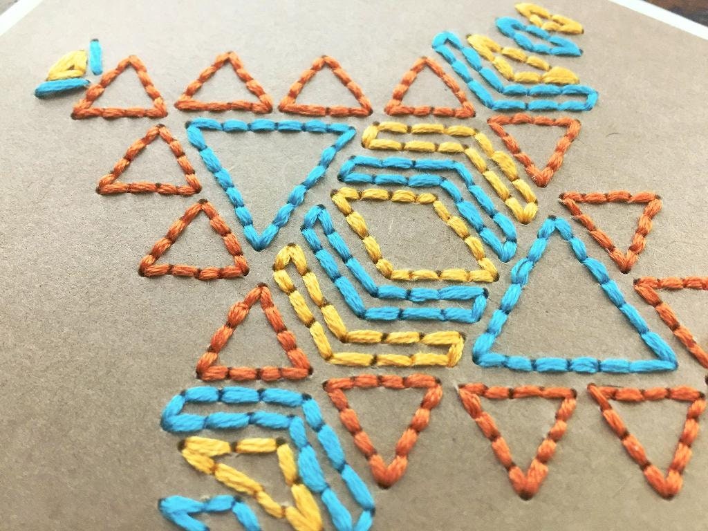 Navajo Design Embroidered Greeting Card | Handmade Sewn Card | Navajo ...