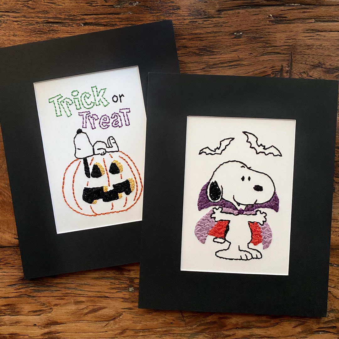 Halloween Art Snoopy Inspired Art Snoopy Halloween Hand Sewn Halloween ...