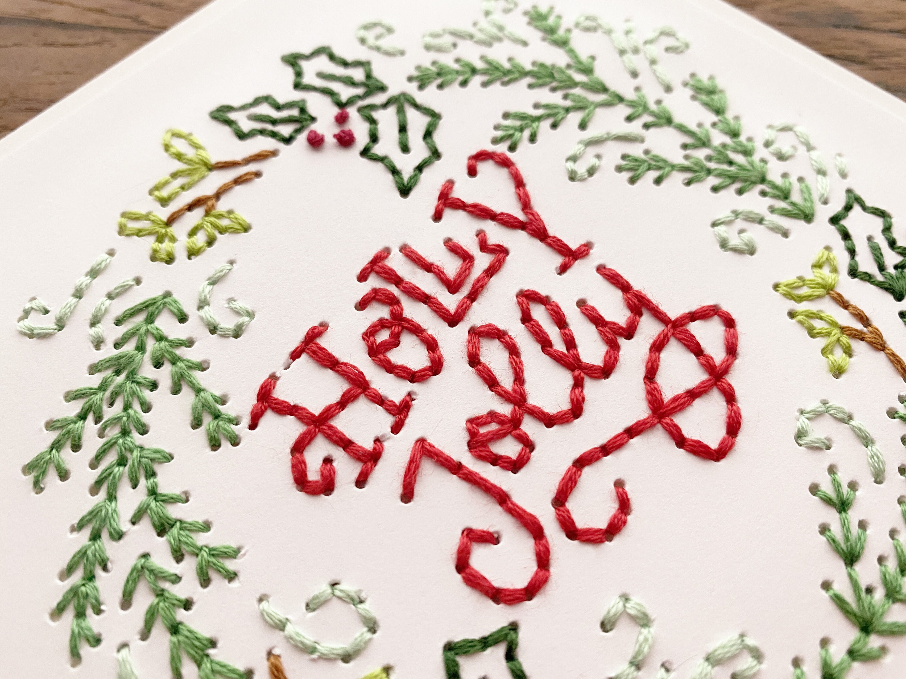 Holly Jolly Card Christmas Card Handsewn Christmas - Etsy