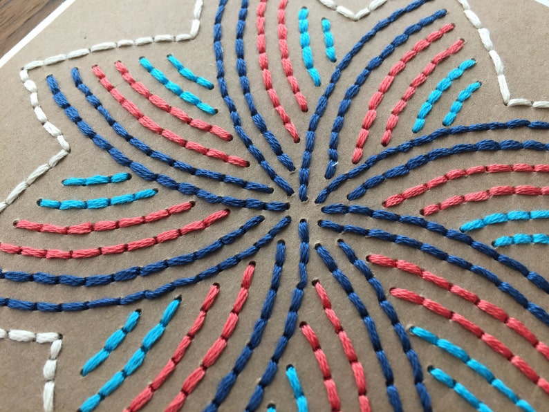Starburst Embroidered Square Greeting Card | Handmade Sewn Card ...
