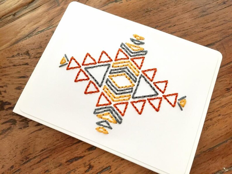 Navajo Design Embroidered Greeting Card | Handmade Sewn Card | Navajo ...