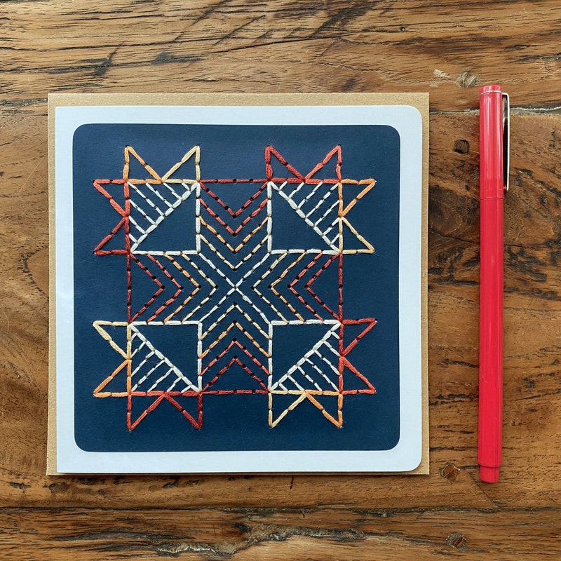 Embroidered Card - Etsy