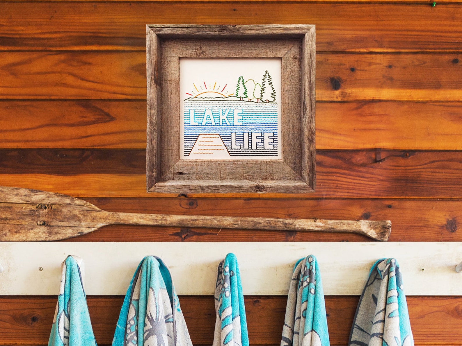 Lake Life Lake Sign Lake Life Art Hand Sewn Lake House | Etsy