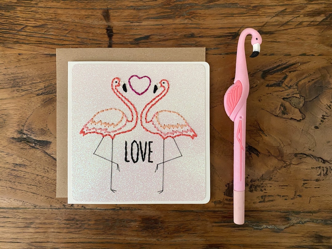 Flamingo Card | Flamingos Love Card | Cute Valentine's Day Card ...