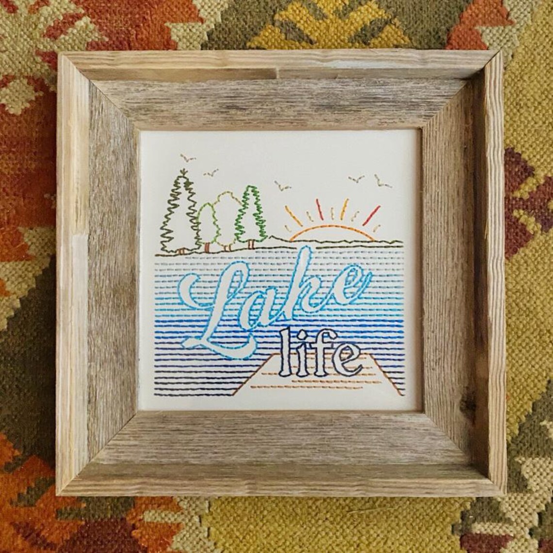 Lake Life | Lake Sign | Lake Life Art | Hand Sewn | Lake House Decor ...