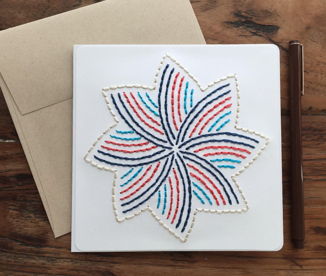 Embroidered Card | Starburst | Starburst Embroidered Square Greeting ...