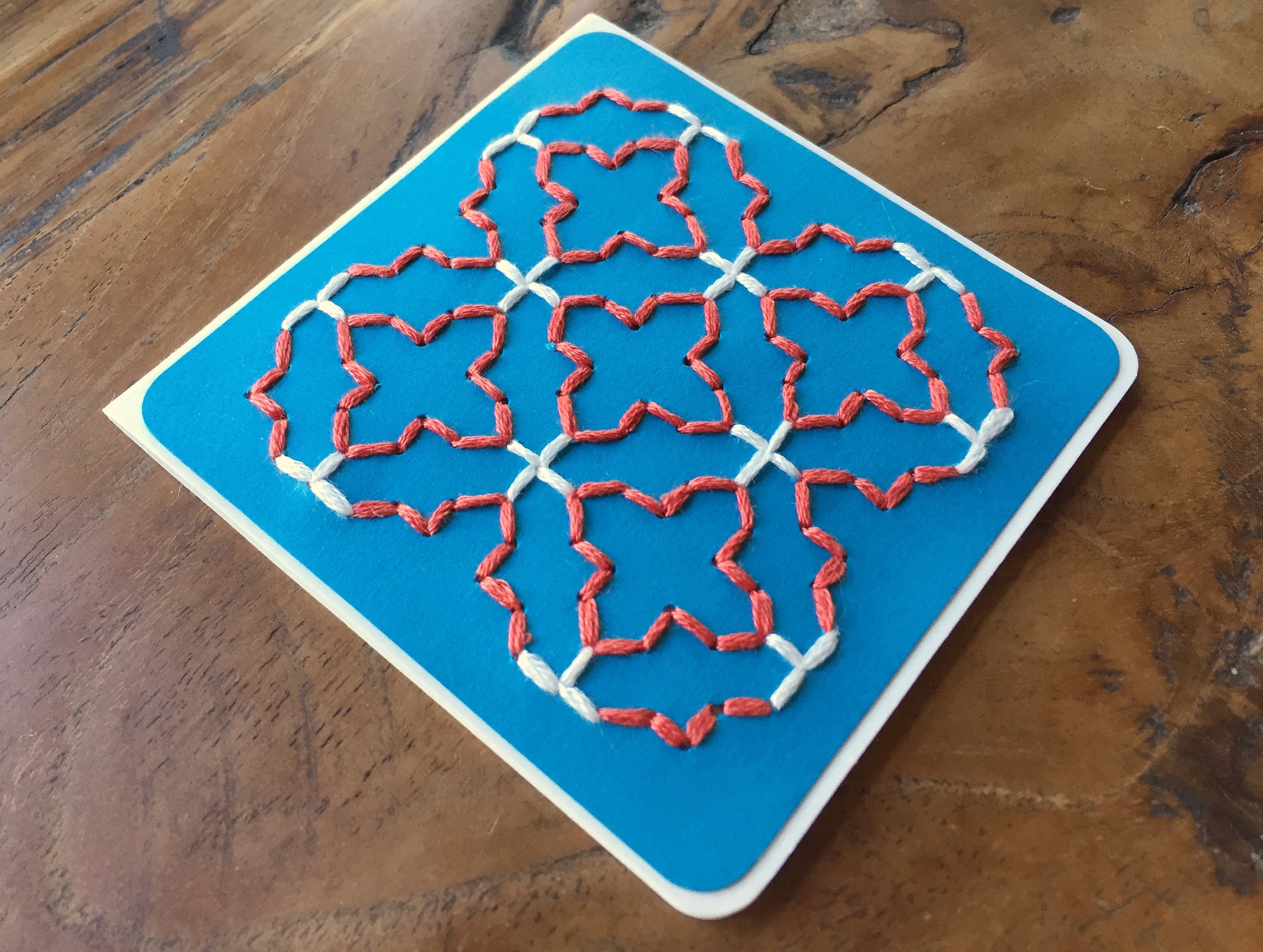 Hand Sewn Mini Card | Geometric Tile Gift Tag - Etsy
