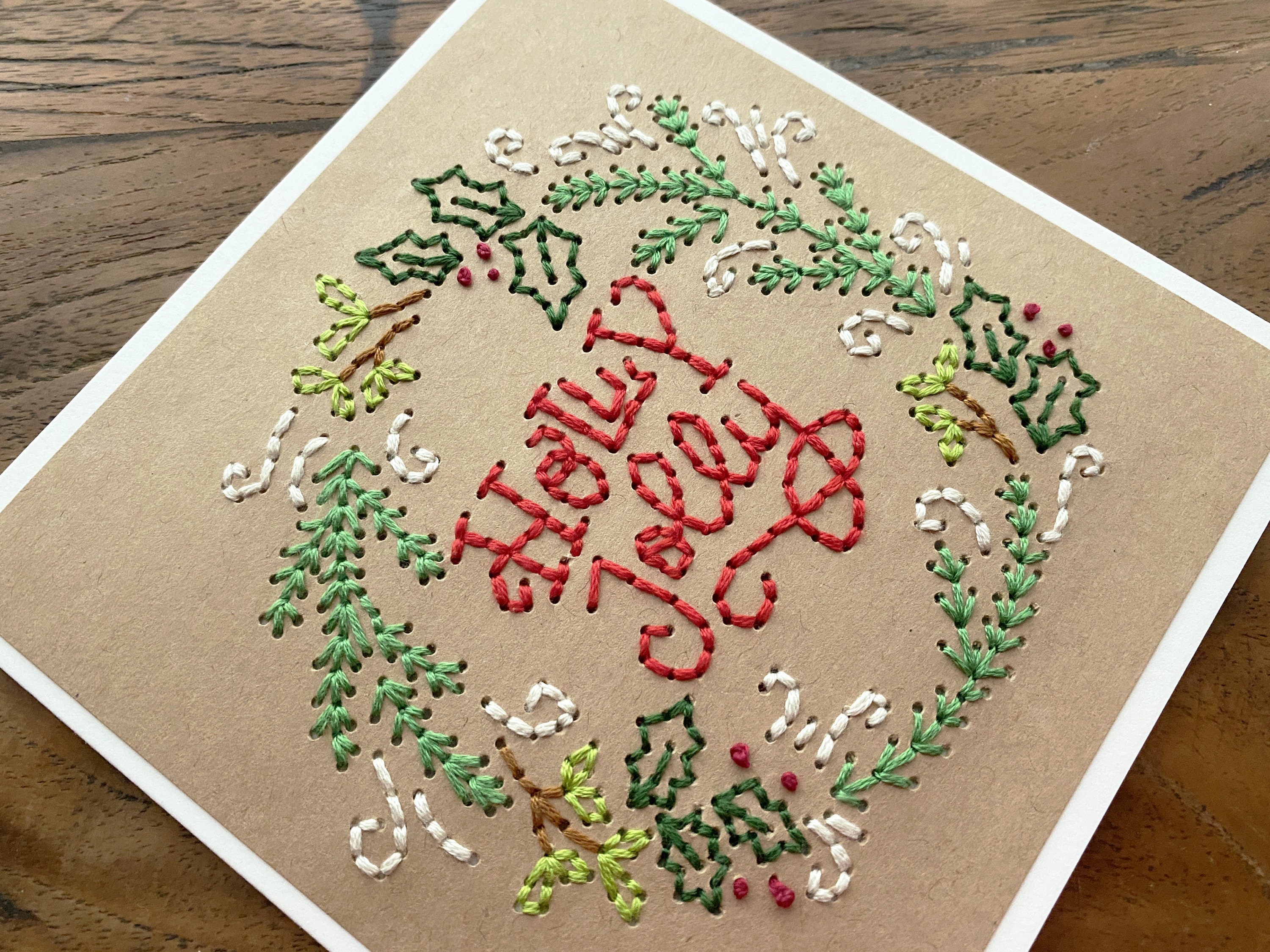 Holly Jolly Card Christmas Card Handsewn Christmas - Etsy