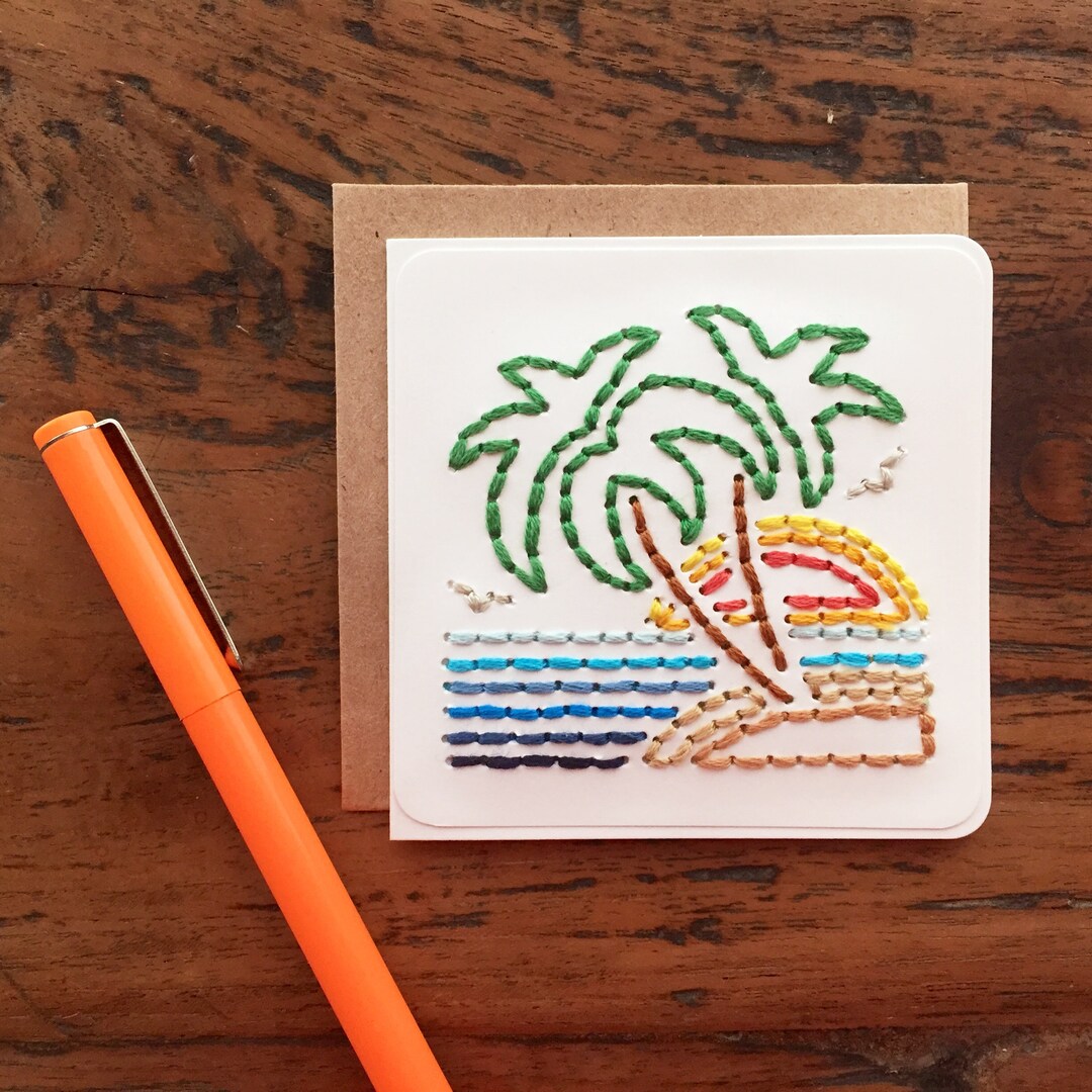 Mini Sunset Card | Palm Tree Card | Beach | Coastal Card | Handmade ...