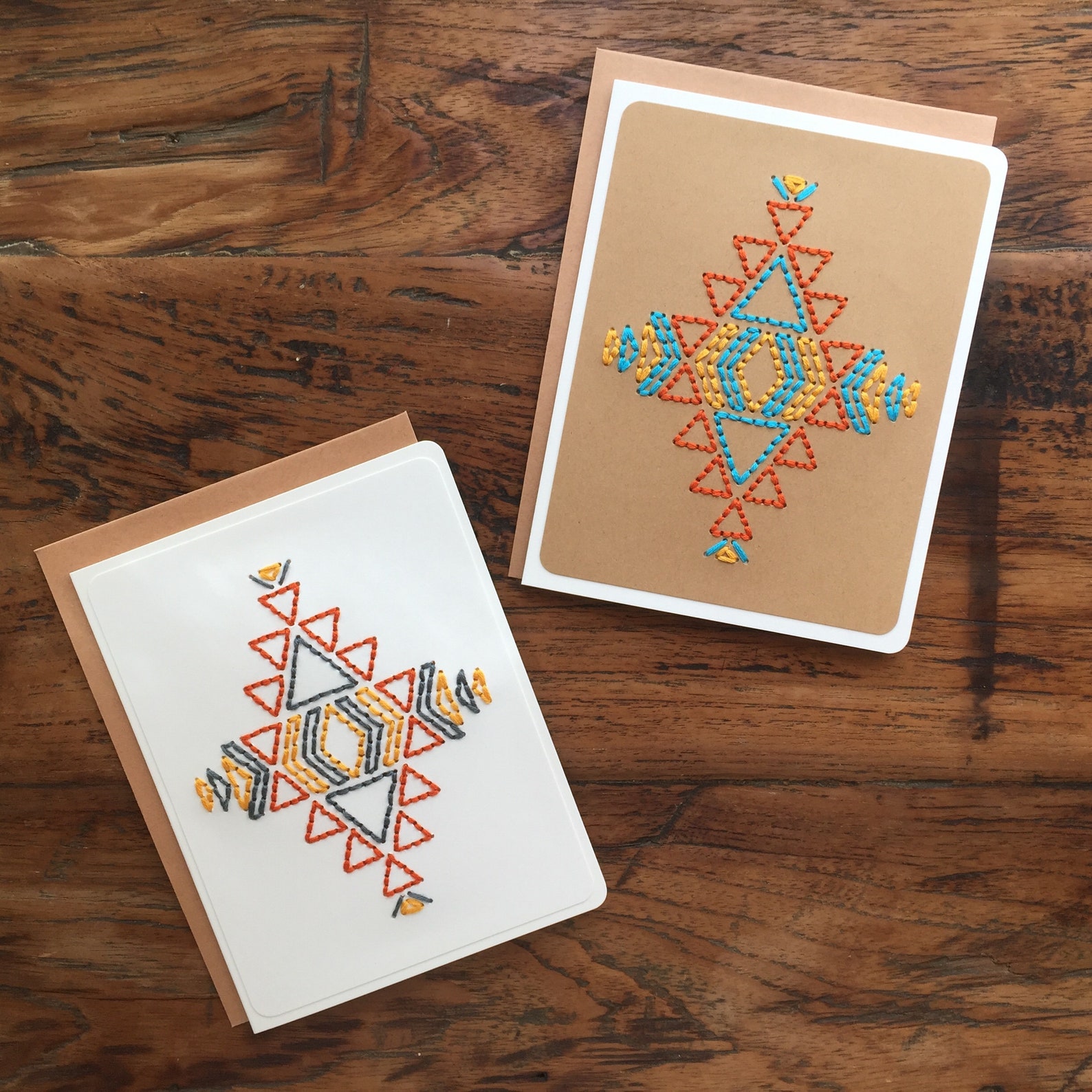 Navajo Design Embroidered Greeting Card | Handmade Sewn Card | Navajo ...