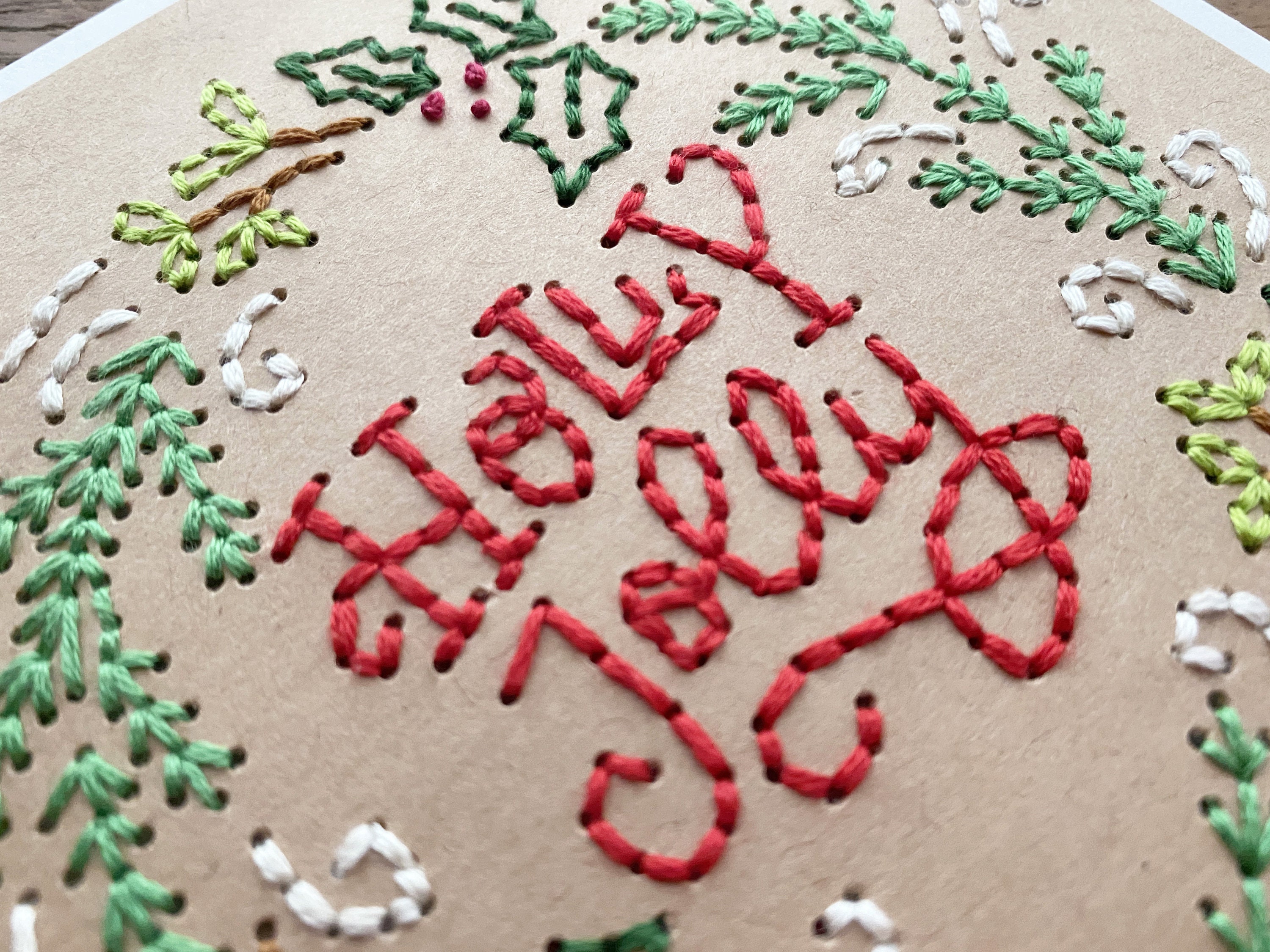 Holly Jolly Card Christmas Card Handsewn Christmas - Etsy