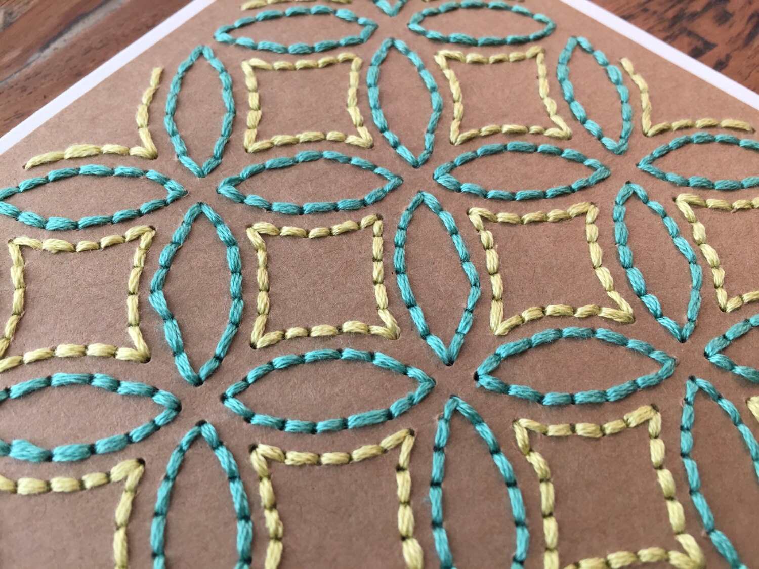 Moroccan Lace III Embroidered Square Greeting Card | Handmade Sewn Card ...