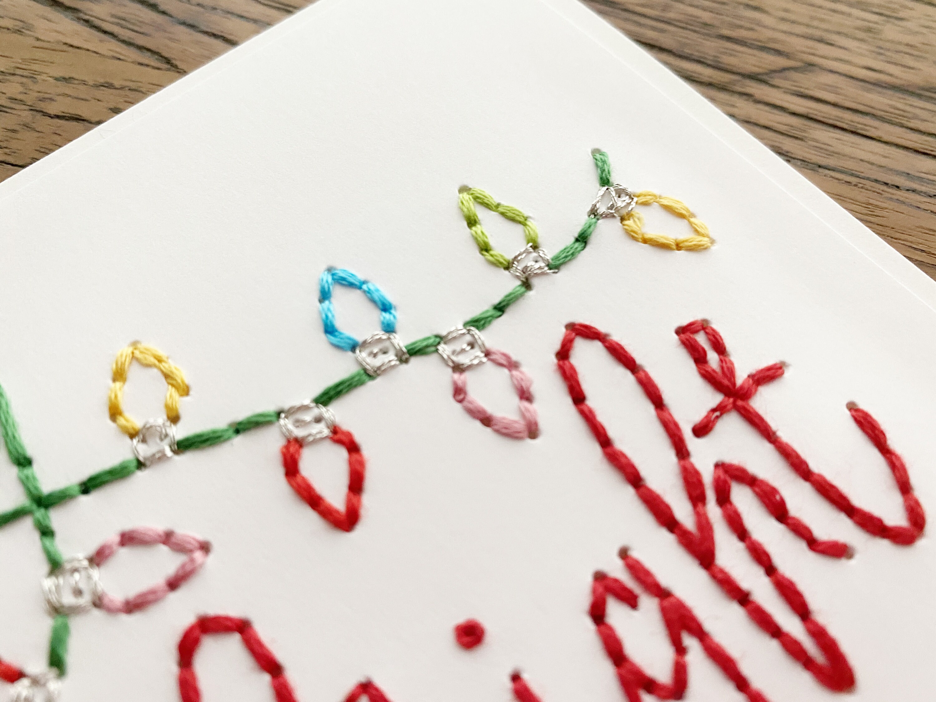 Merry and Bright Christmas Card | Holiday Card | Handmade Sewn Card ...