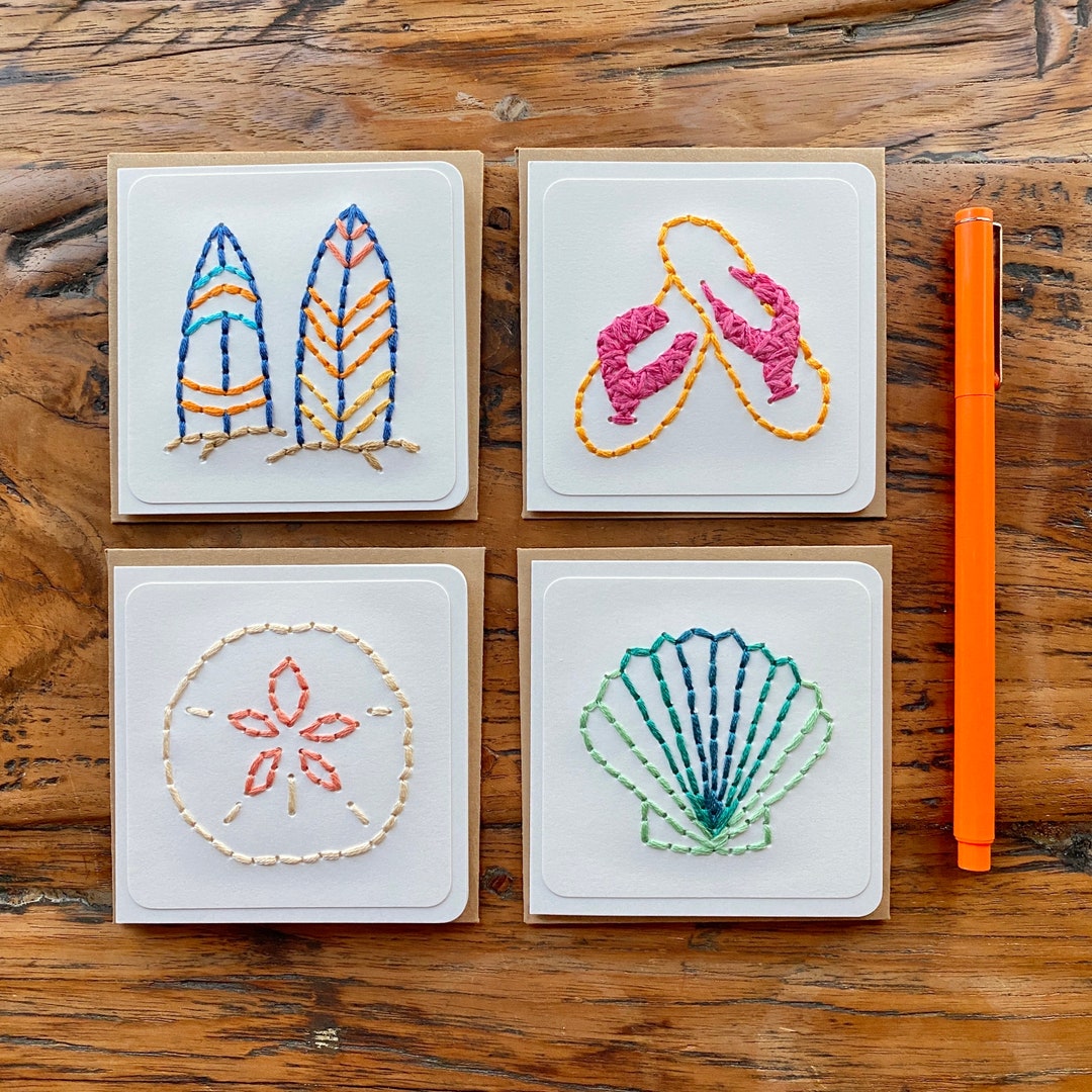 Mini Beach Cards | Shell Card | Coastal Card | Handmade Sewn | Sand ...