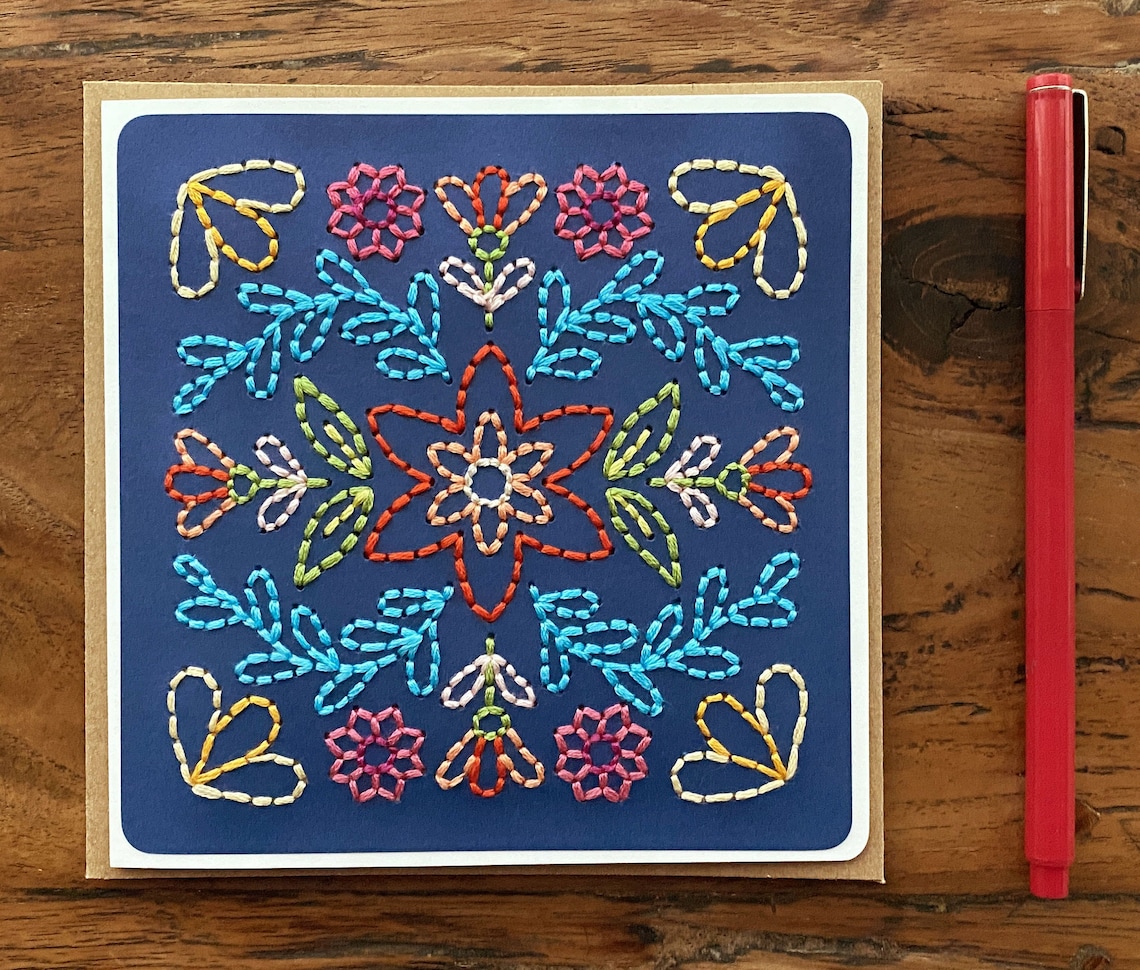Mexican Design Embroidered Greeting Card Mexican Inspired Card ...