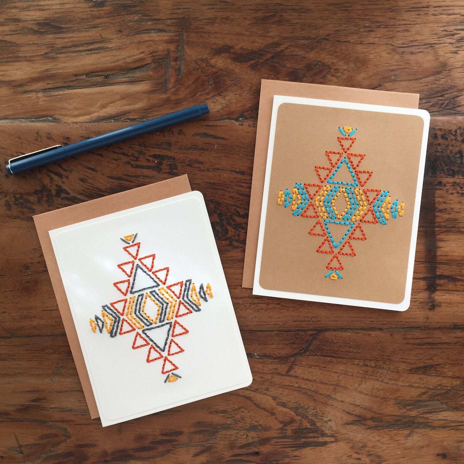 Navajo Design Embroidered Greeting Card | Handmade Sewn Card | Navajo ...