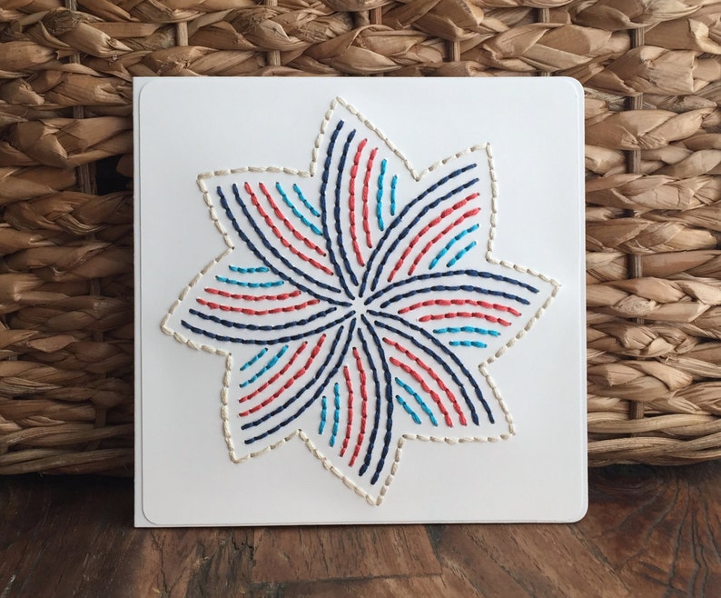 Embroidered Card | Starburst | Starburst Embroidered Square Greeting ...