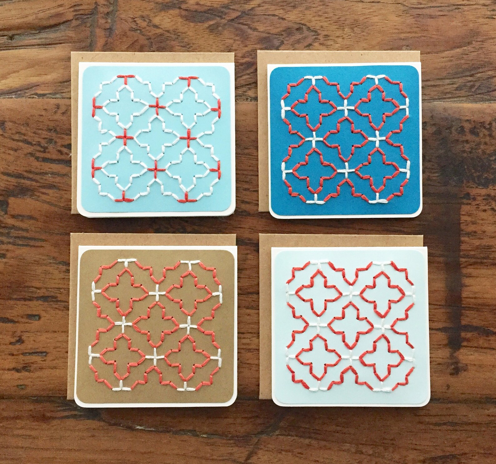 Hand Sewn Mini Card | Geometric Tile Gift Tag - Etsy