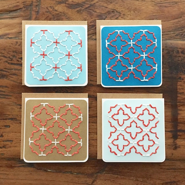 Sunset Card Palm Tree Card Beach Coastal Card Handmade Sewn Card Sunset ...