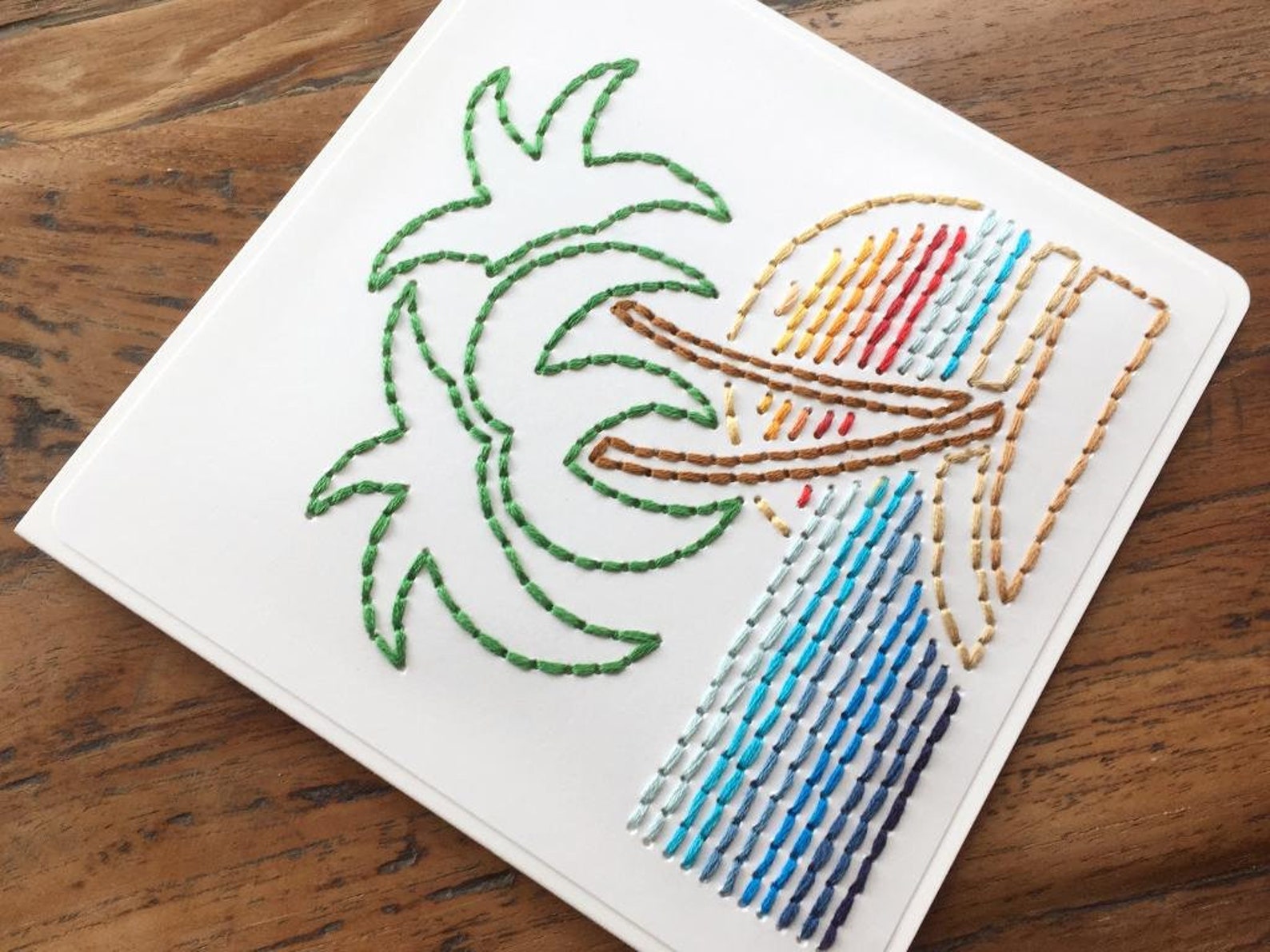 Sunset Card | Palm Tree Card | Beach | Coastal Card | Handmade Sewn ...