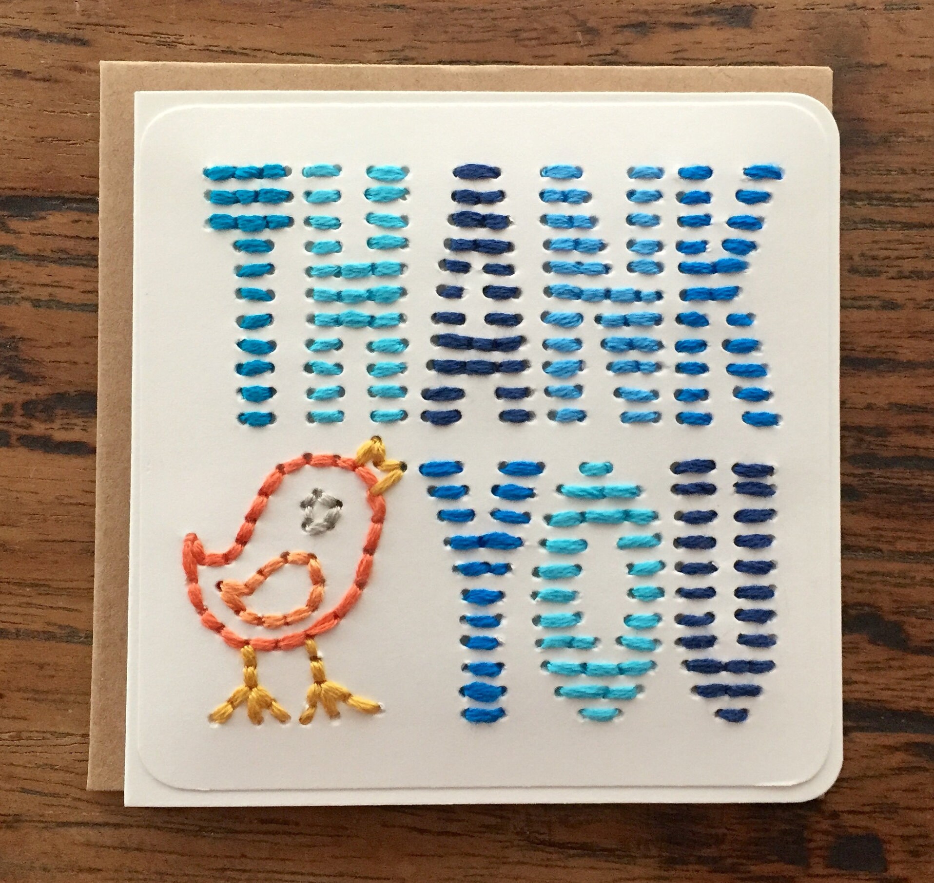Mini Thank You Card | Embroidered Thank You Card | Thank You Card ...