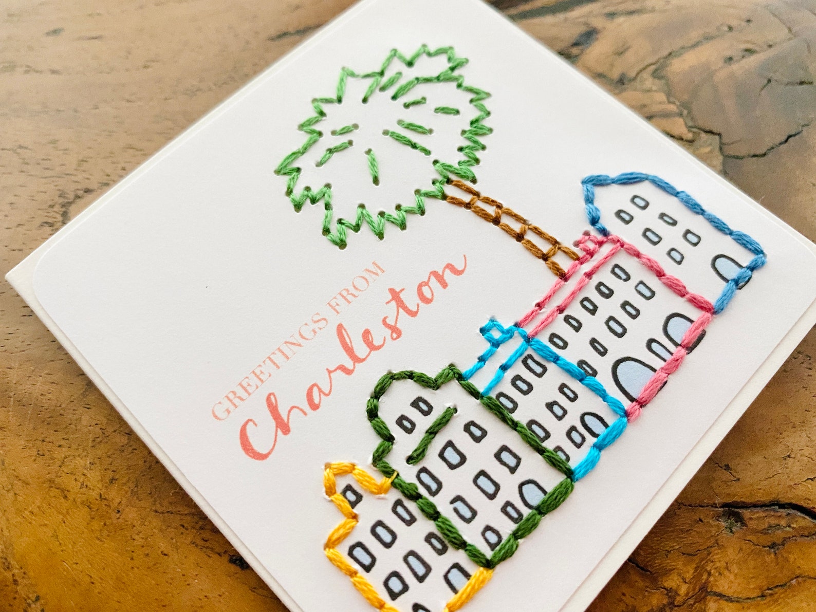 Greetings From Charleston Card Charleston SC Rainbow Row Charleston ...