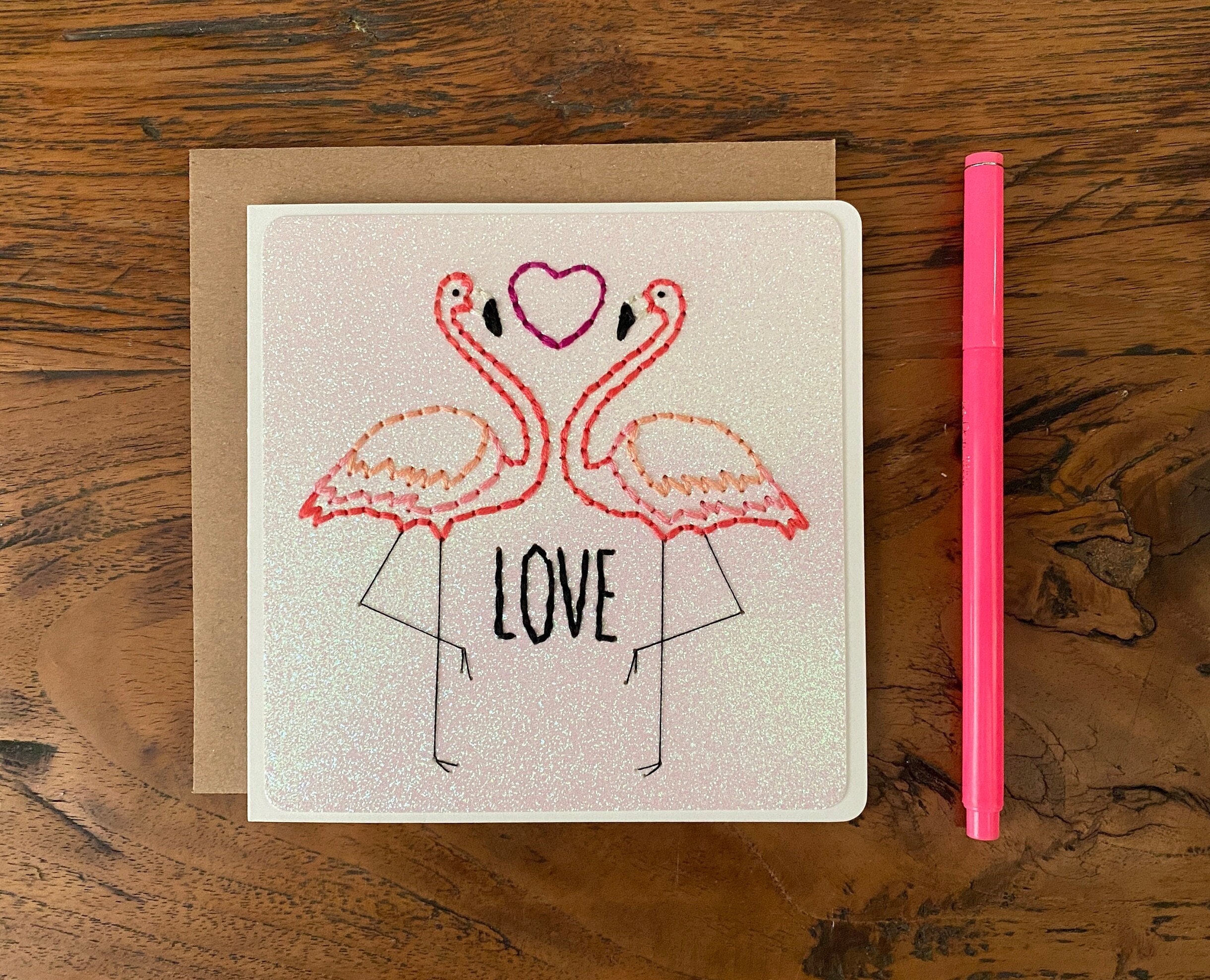 Flamingo Card | Flamingos Love Card | Cute Valentine's Day Card ...