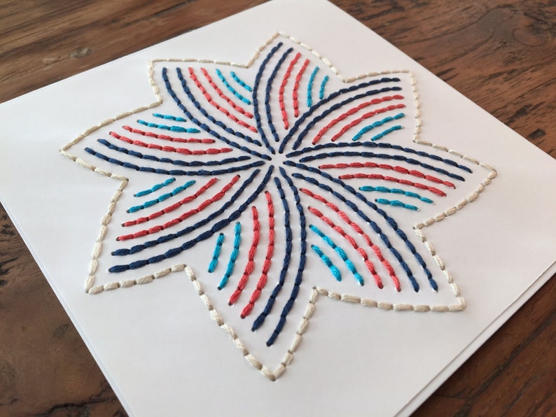 Embroidered Card | Starburst | Starburst Embroidered Square Greeting ...